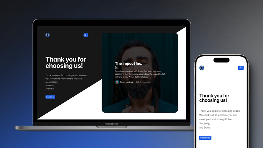 Gratia - Free HTML Thank You Page Template : Live Preview