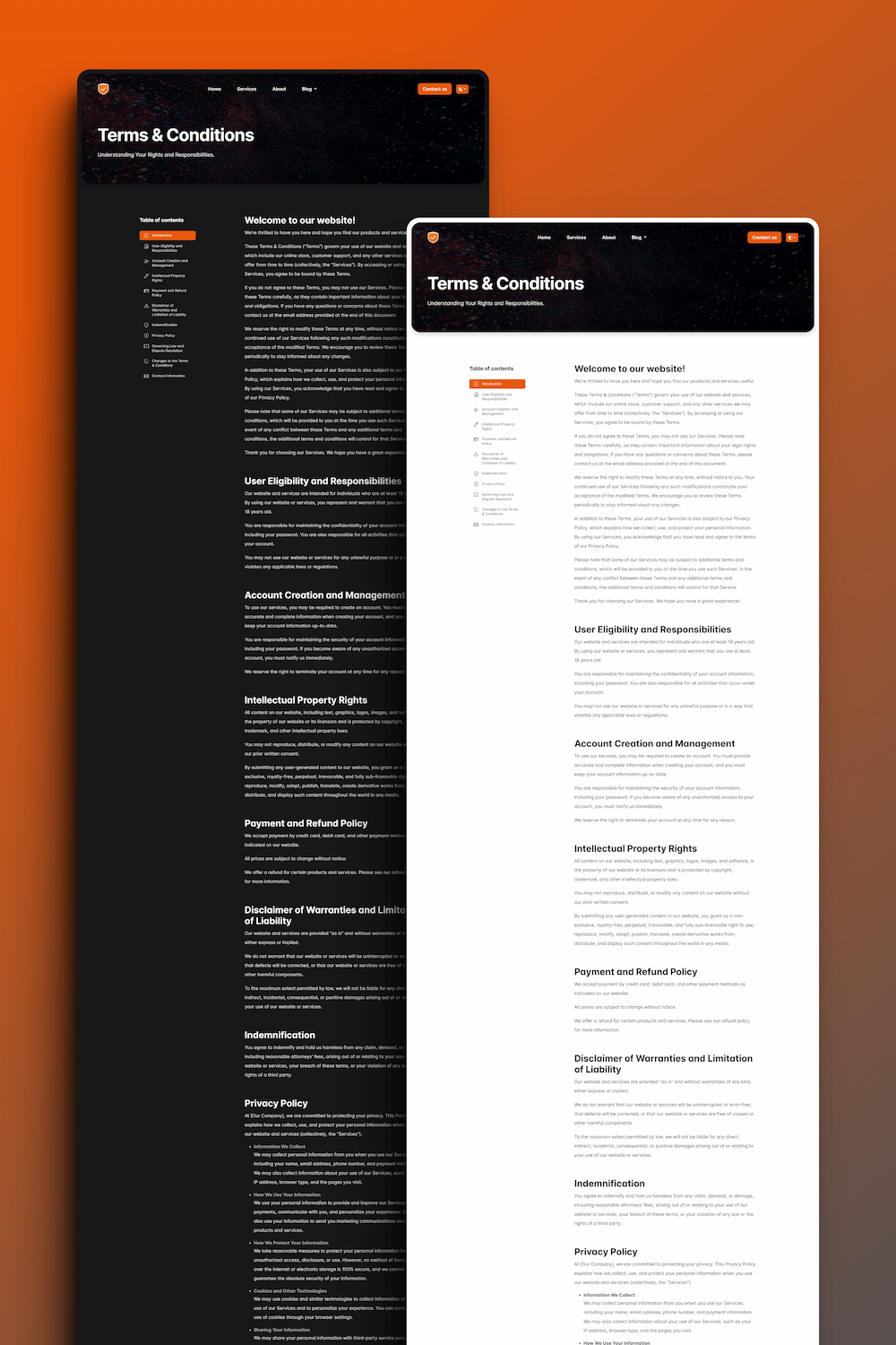 Jura - Free Creative HTML Terms & Conditions Page Template: Live Preview
