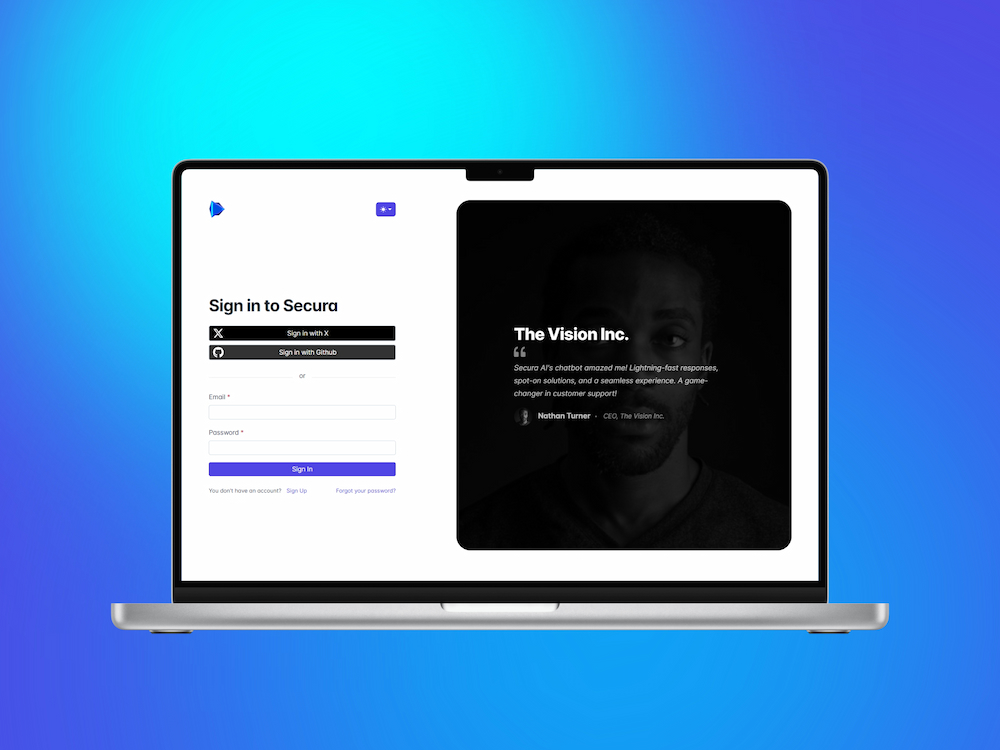 Secura - Free HTML Authentication Pages Template : Live Preview
