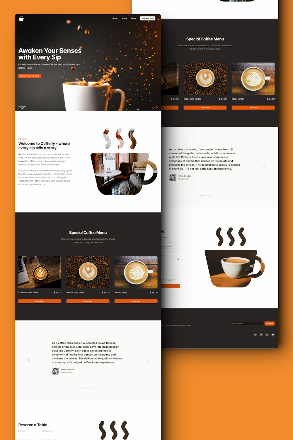 Caffeino - Coffee Shop HTML Landing Page Template